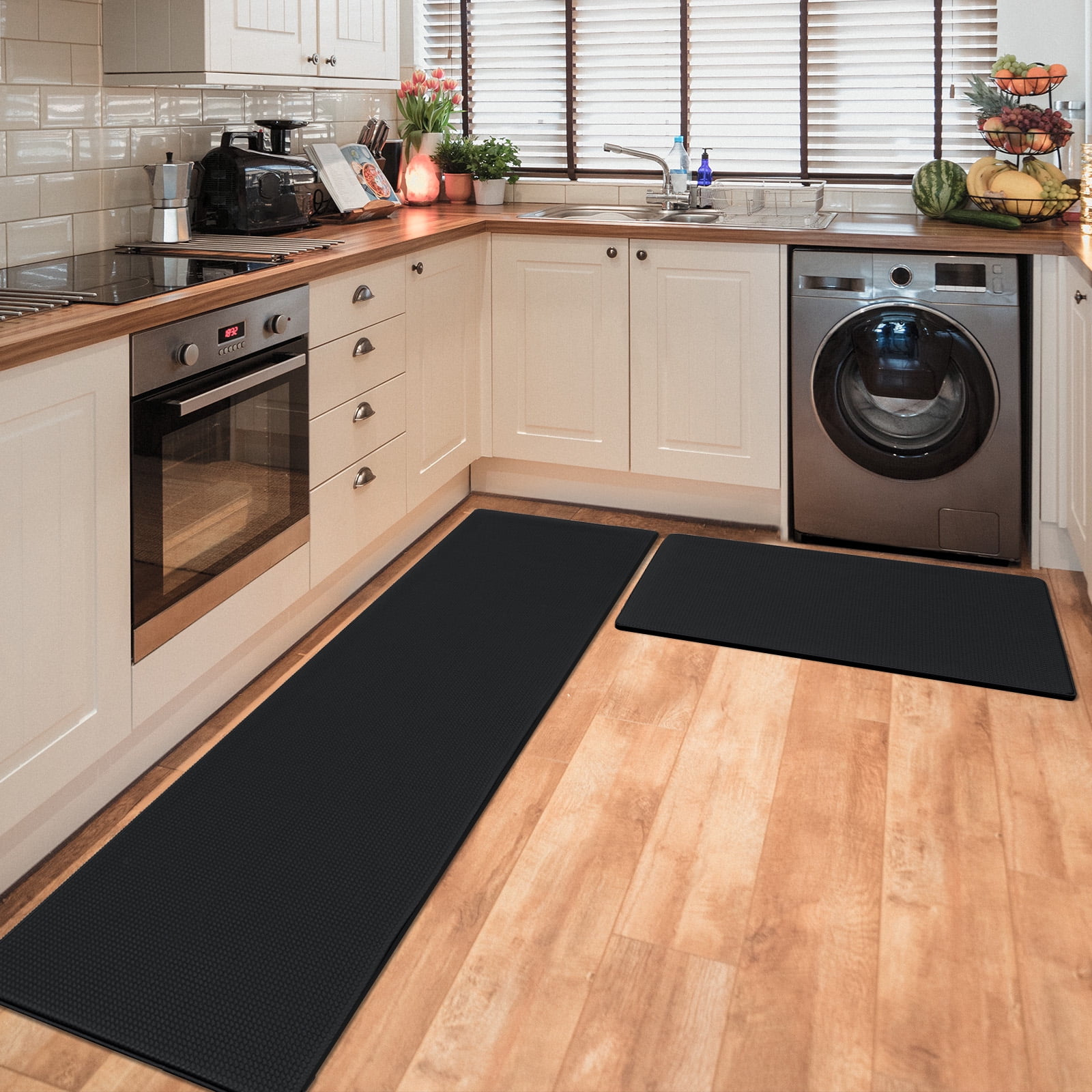 "YEERSWAG Anti Fatigue Kitchen Mat Set, 2 Pieces Decorative Runner, 17 ...