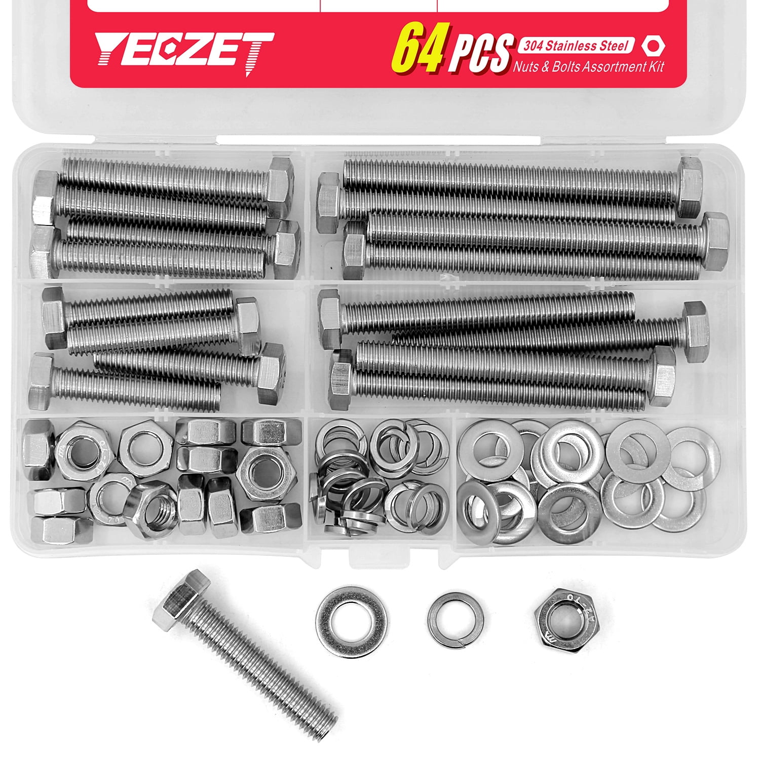 YEEZET 16Set M8 screws with washers 304 Stainless Steel Bolts and Nuts ...