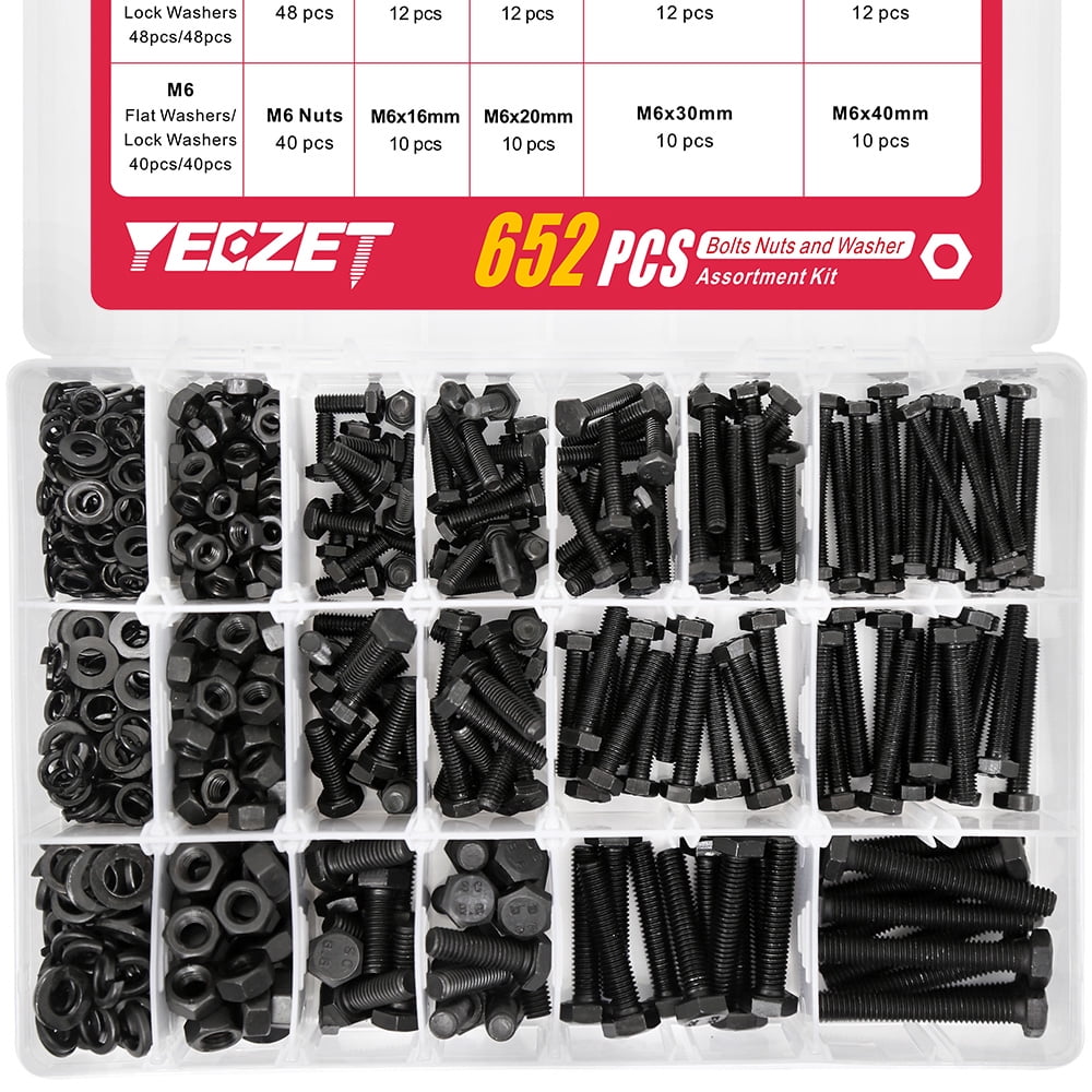 YEEZET 652PCS M4 M5 M6 Screws Heavy Duty Bolts and Nuts Assortment Kit ...