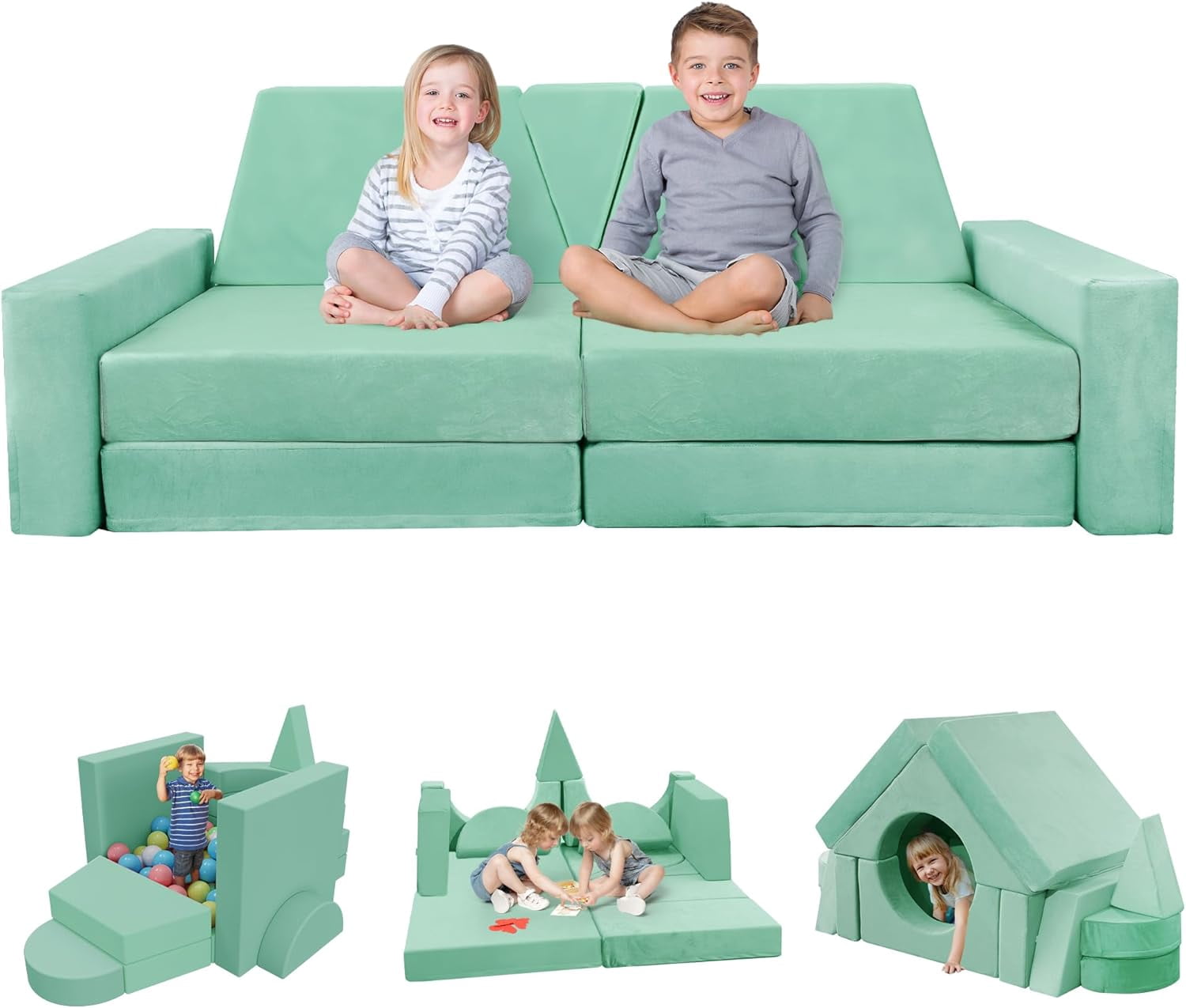 YEFU 15pcs Modular Kids Play Couch, Kids Couch for Toddler & Children ...