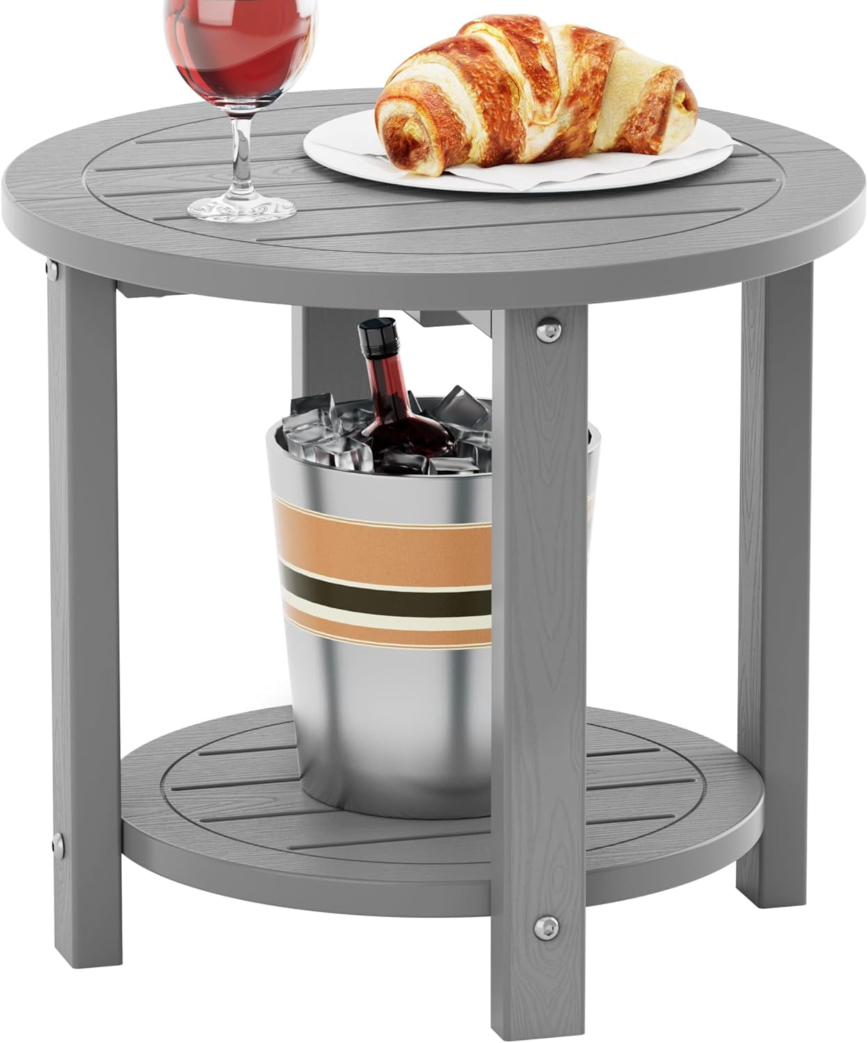 YEFU Outdoor Side Table for Patio: 16in HIPS Small Round Outdoor End ...