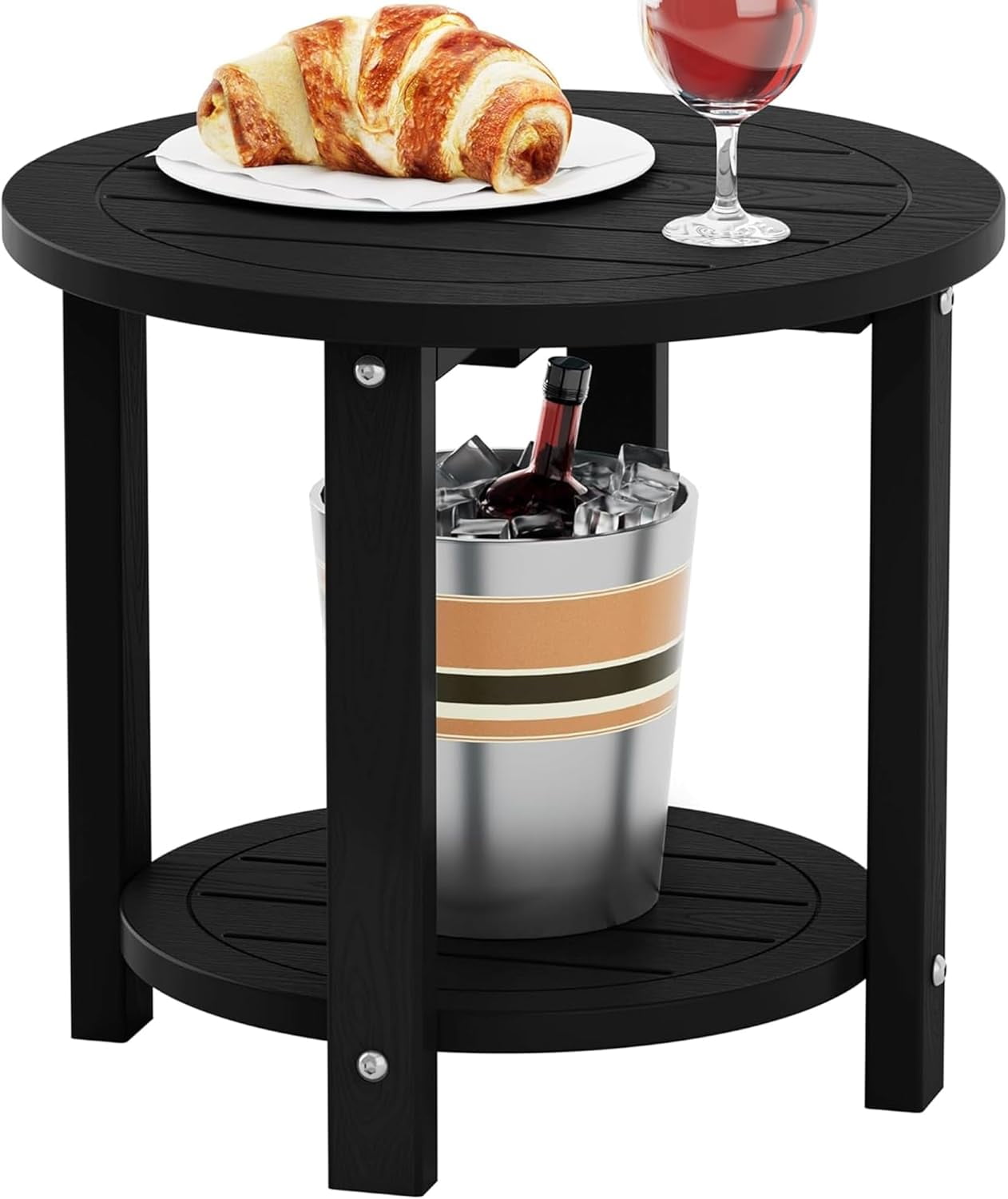 YEFU Outdoor Side Table for Patio: 16in HIPS Small Round Outdoor End ...