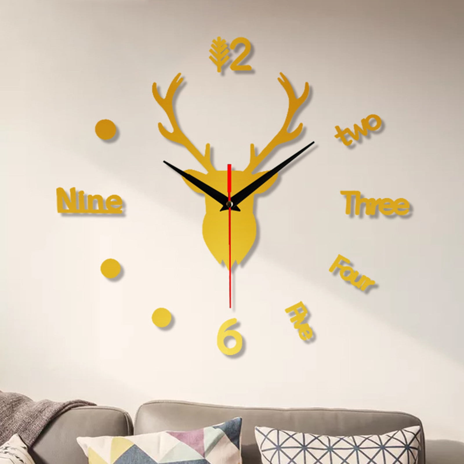 YEHGEQ wall clocks battery operated,Deer Head Large Wall Clock ...