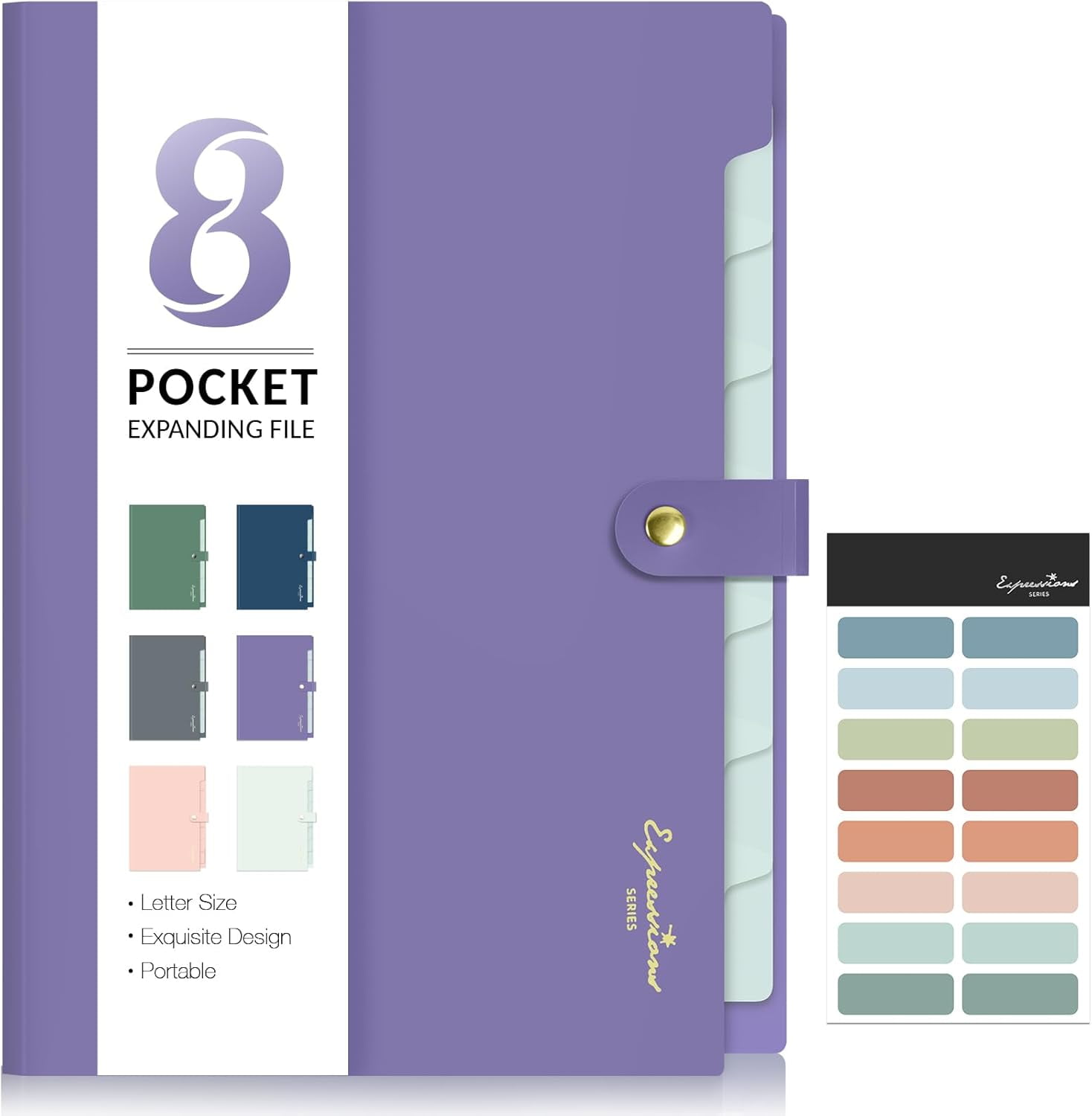 YEHOOM File Organizer with Labels, 8 Pocket Expanding File Folder ...