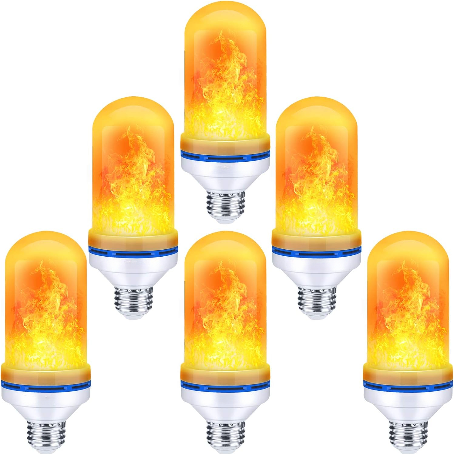 YEHOOM LED Flame Light Bulbs, 4 Modes Flickering Light Bulbs, E26 Base ...