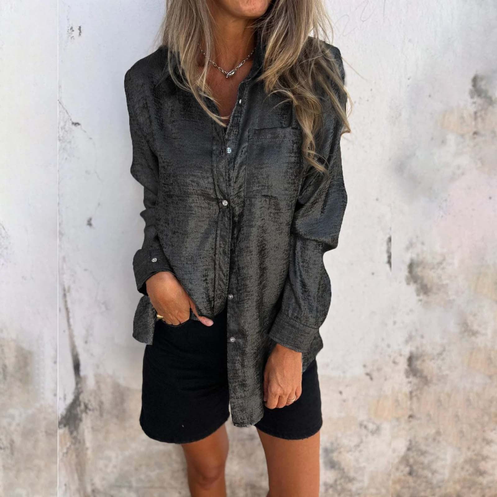 YEJIMAN Black Womens Shirts, Polyester,Spandex Cute T Shirts, Women's ...