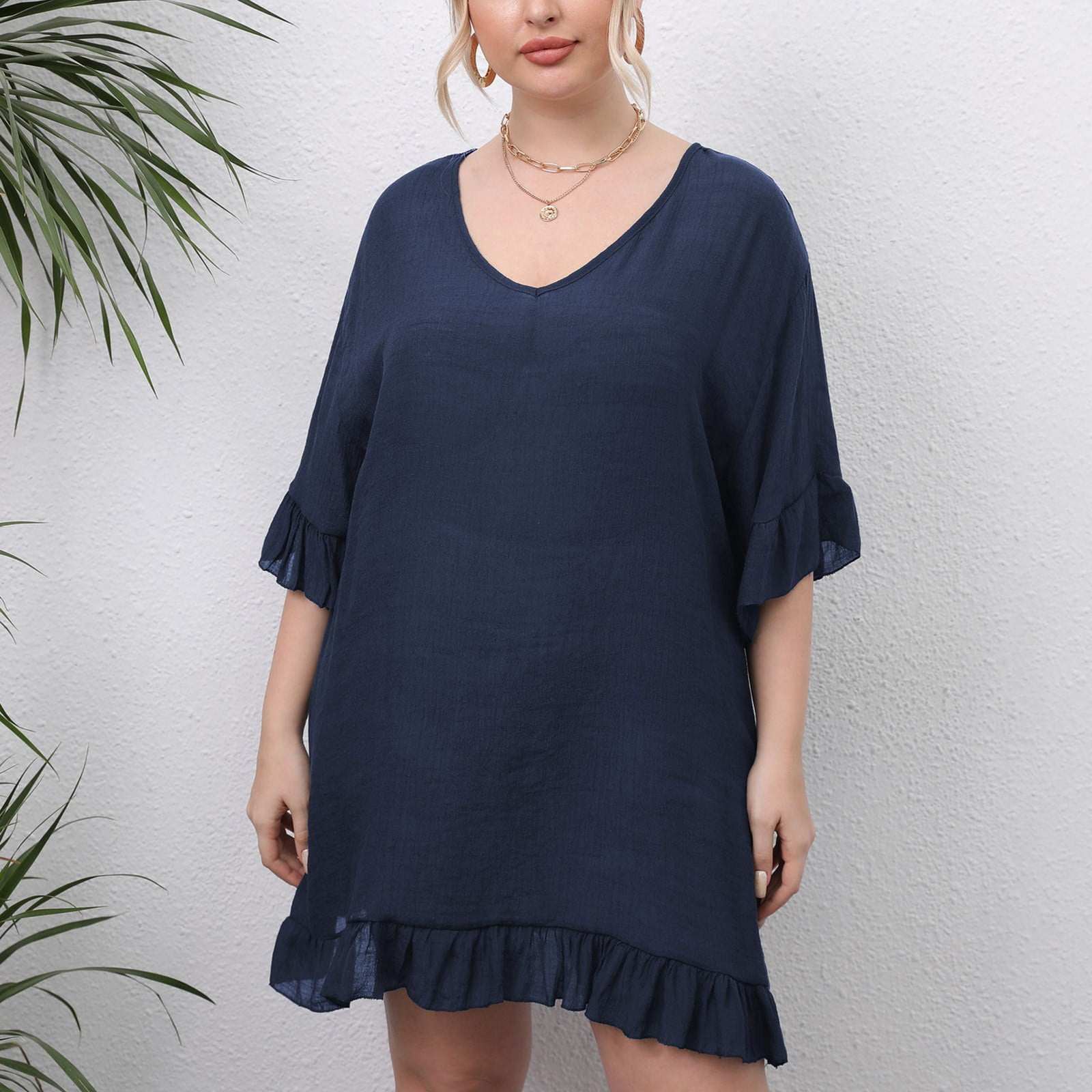 YEJIMAN Blue Bathing Suit, Slub Cotton Bathing Suit for Women, Swimsuit ...