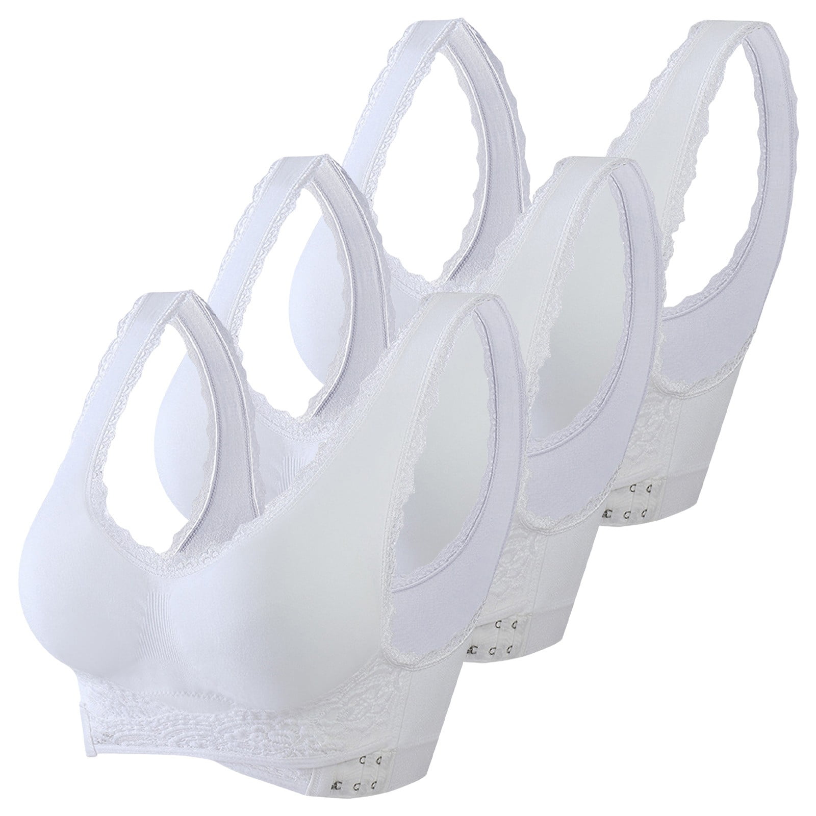 YEJIMAN Bras for Women 3 Pack Bra Comfy Corset Front Side Buckle Lace ...
