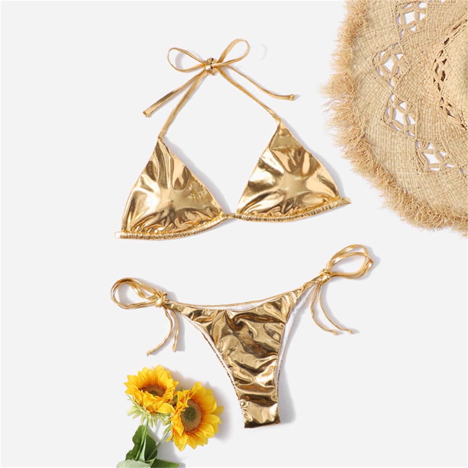 YEJIMAN Gold Plus Size Swimsuit for Women, Polyester Clothes That Hide ...