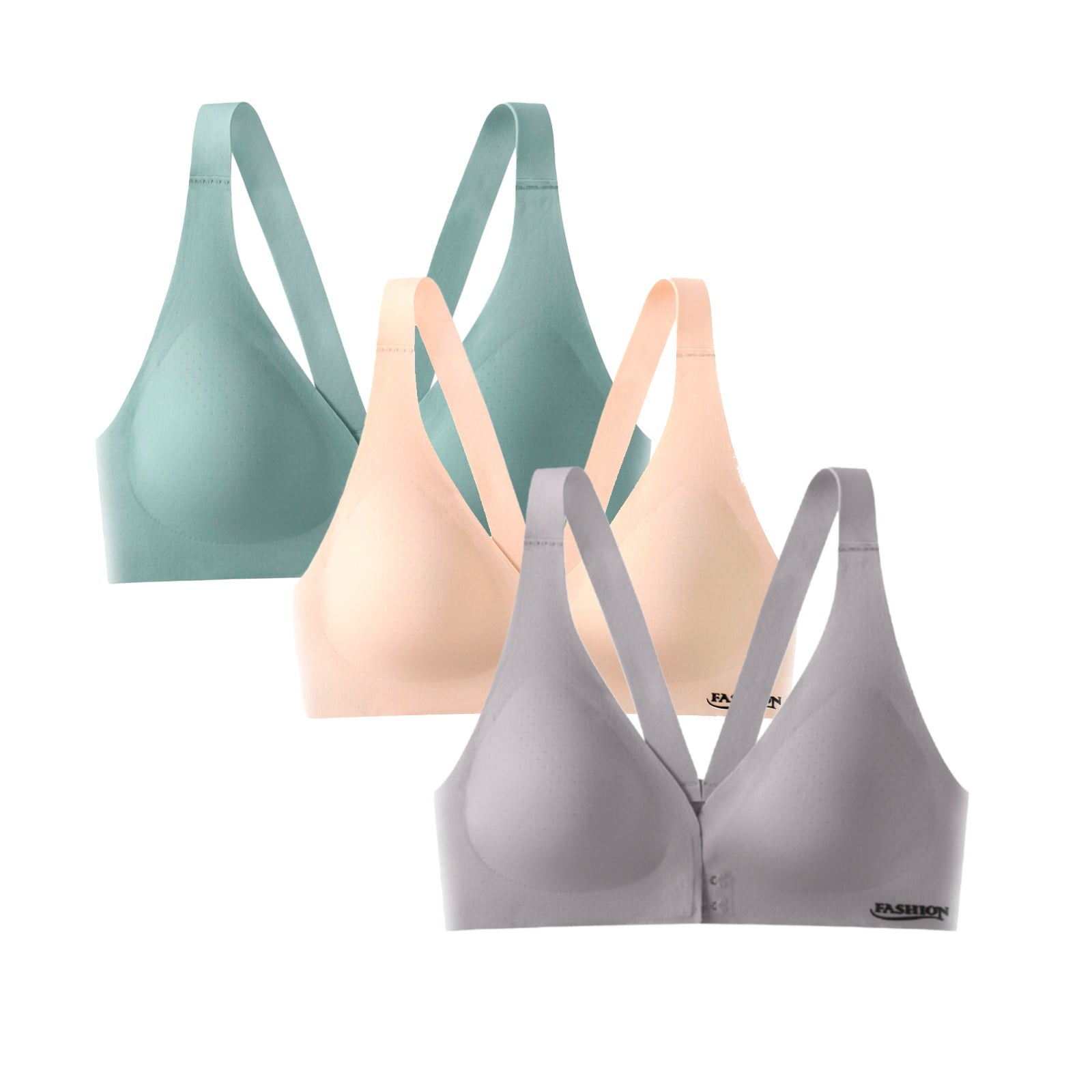 YEJIMAN Pack of 3 Women's Front Closure Bra Racerback Plus Size Unlined ...