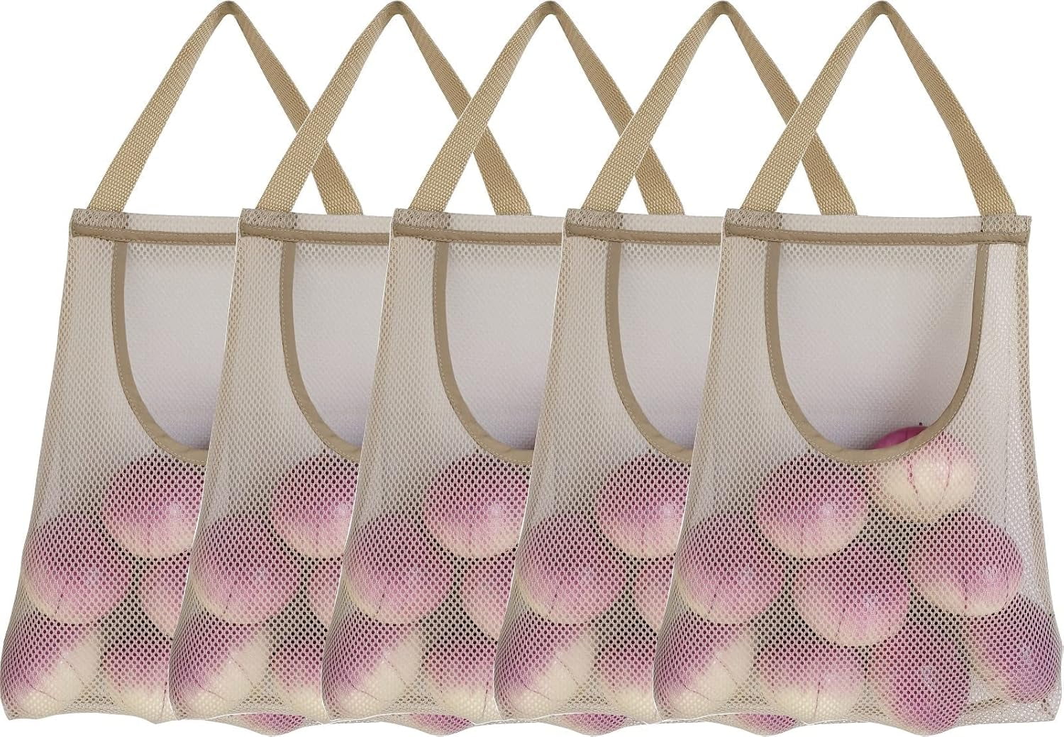 YEKEYI 5 Pack Hanging Mesh Storage Bags for Potatoes, Onions, Garlic ...