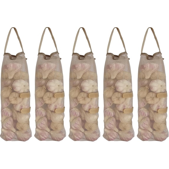 YEKEYI 5 Pack Hanging Mesh Storage Bags for Potatoes, Onions, Garlic ...