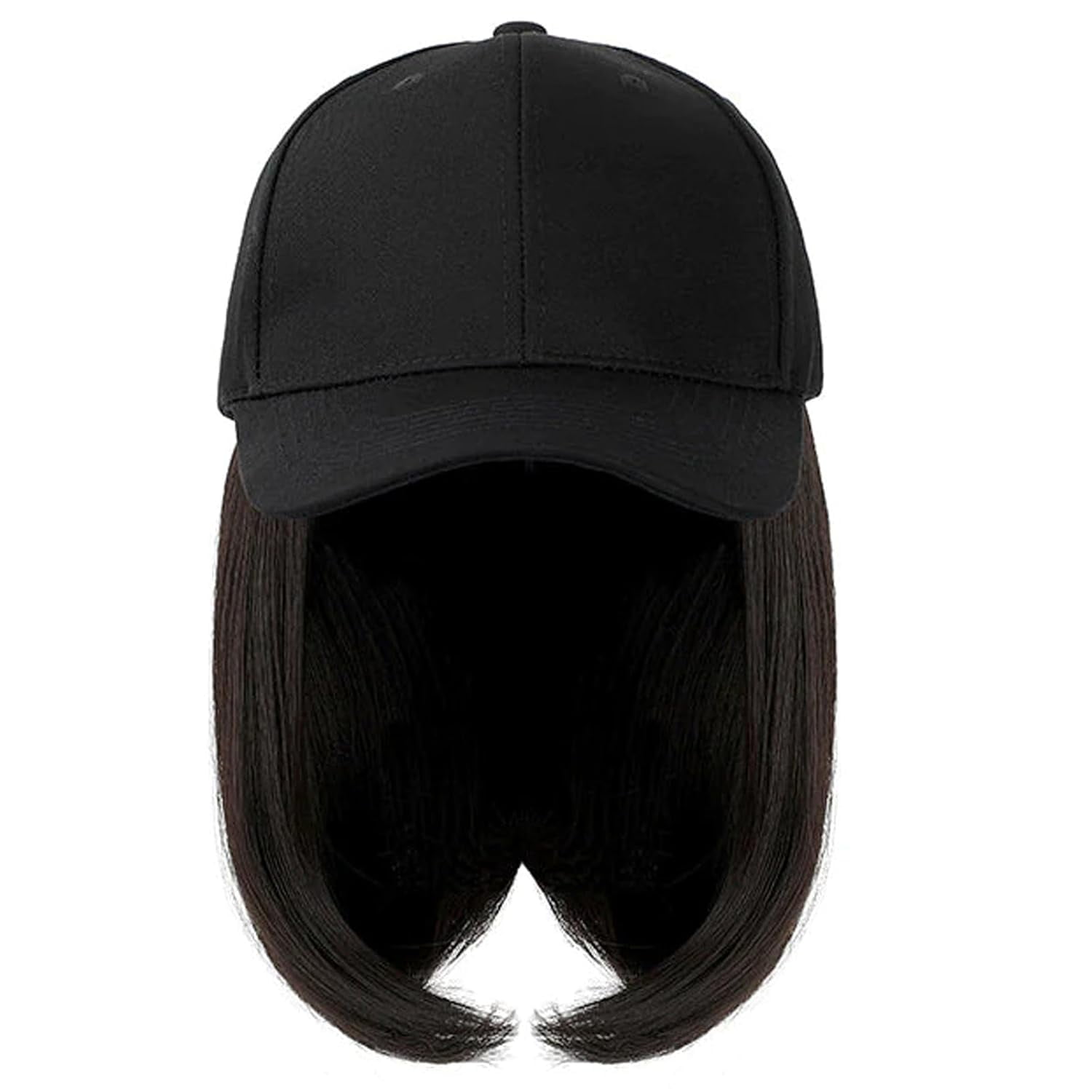 YEKEYI Baseball Cap with Hair Extensions Hat Wig Adjustable Hat ...