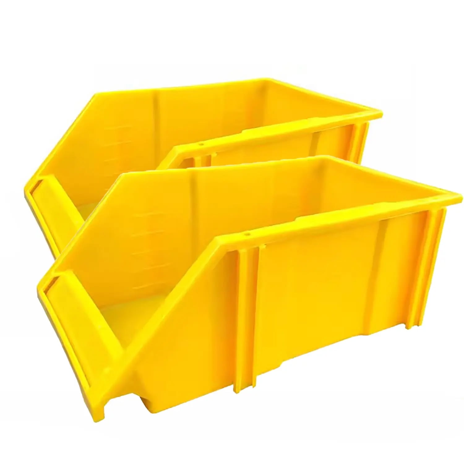 YELLOW 2-Pack Garage Storage Tool Bins - Stackable Plastic Organizer ...