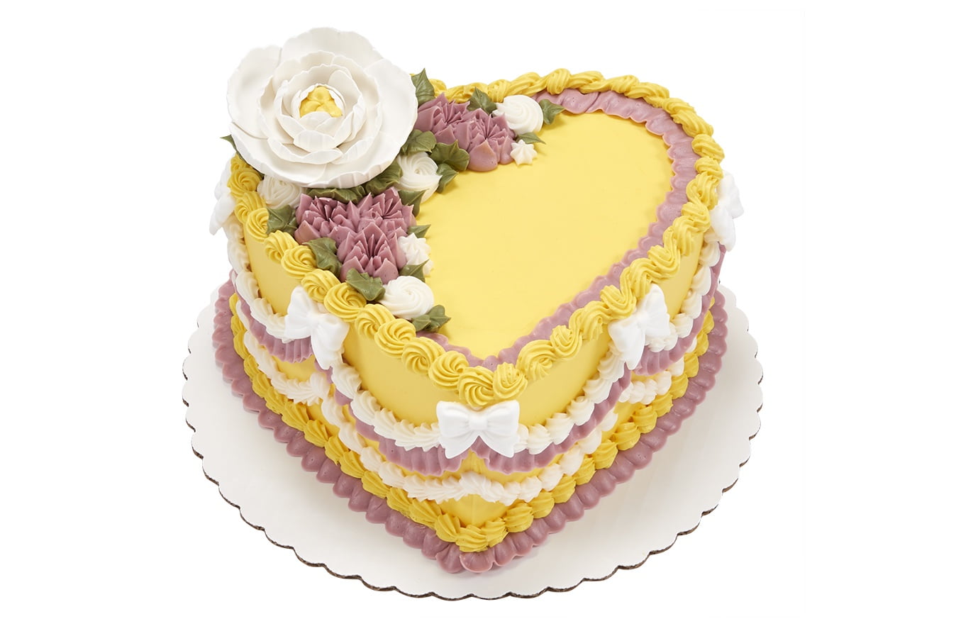 YELLOW FLORAL BOW HEART CAKE - Walmart.com