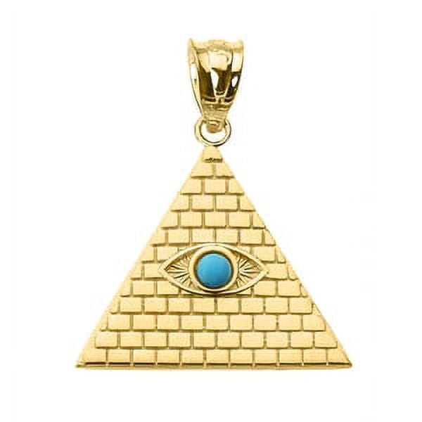 YELLOW GOLD EGYPTIAN PYRAMID WITH TURQUOISE EVIL EYE PENDANT : 14K ...