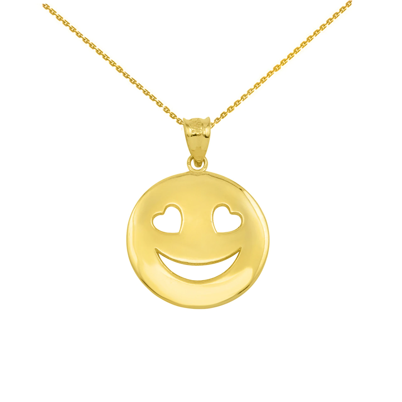 YELLOW GOLD HEART EYES SMILEY FACE PENDANT NECKLACE - Walmart.com