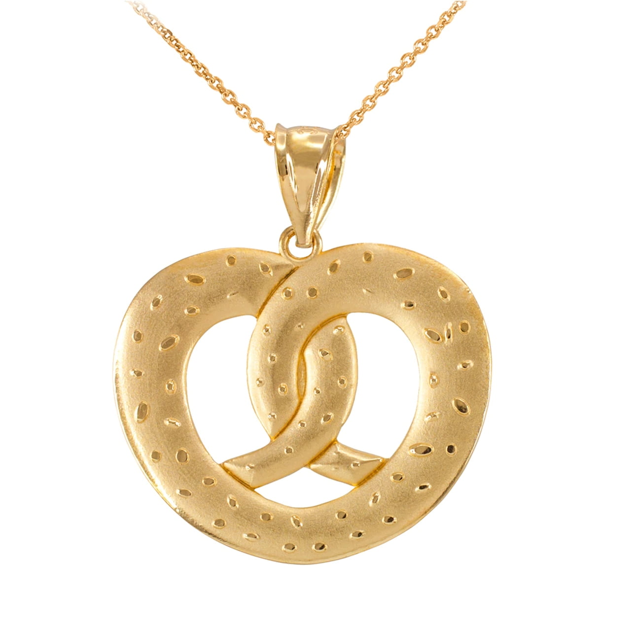 YELLOW GOLD LOVE HEART PRETZEL PENDANT NECKLACE : 14K Pendant with 18 ...
