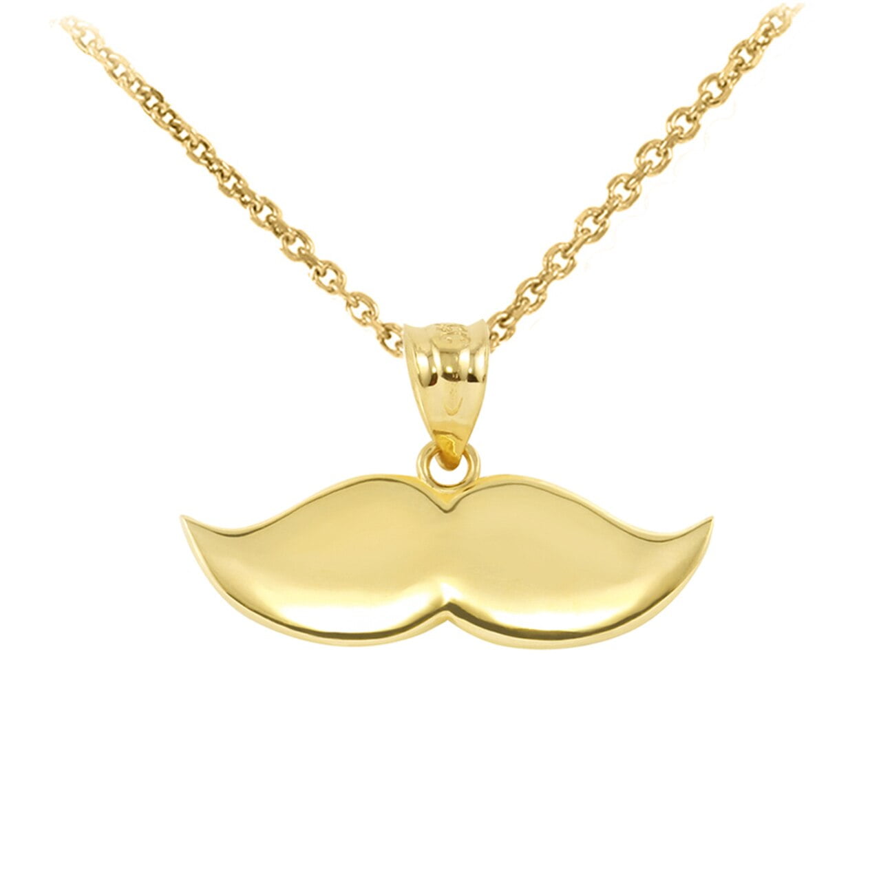 YELLOW GOLD MUSTACHE CHARM PENDANT NECKLACE : 14K Pendant with 16 ...