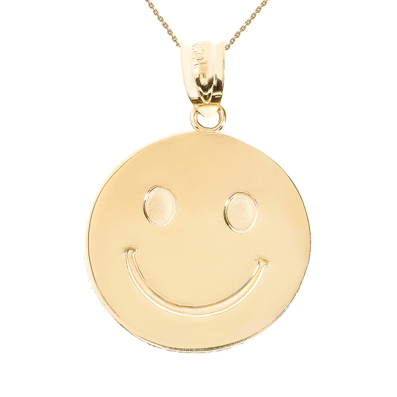 YELLOW GOLD SMILEY FACE DISC PENDANT NECKLACE - Walmart.com