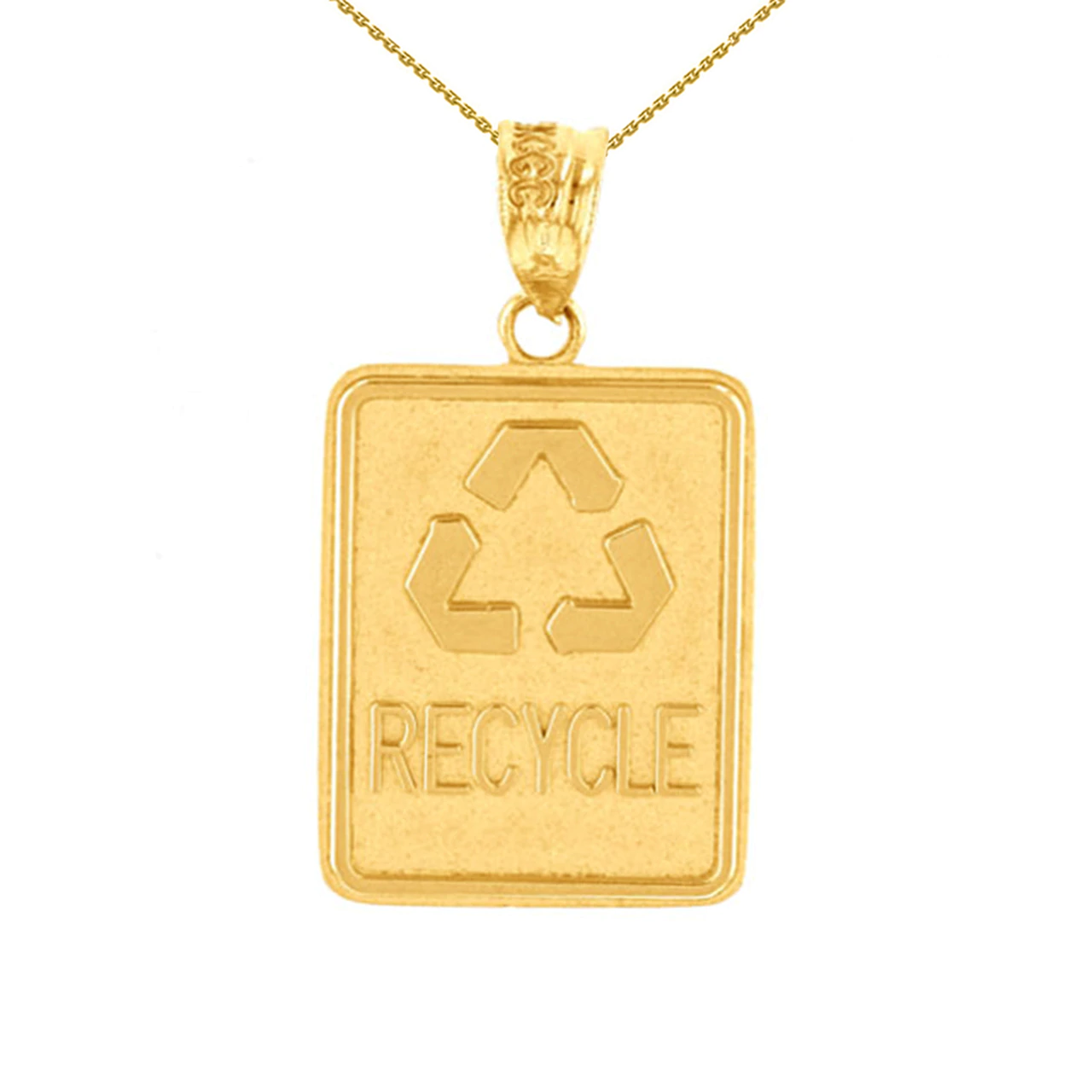 YELLOW GOLD ZERO WASTE STREET SIGN RECYCLING PENDANT NECKLACE - Walmart.com