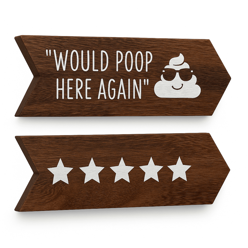 Yellow Lotus Bathroom Signs, Set of 2, Rustic Wall Decor, Five Stars ...