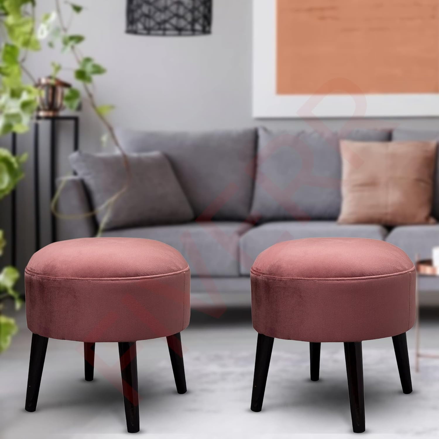 YELLOWLEGS Pouffes for Sitting Ottoman Stool for Living Room Set of 2 ...