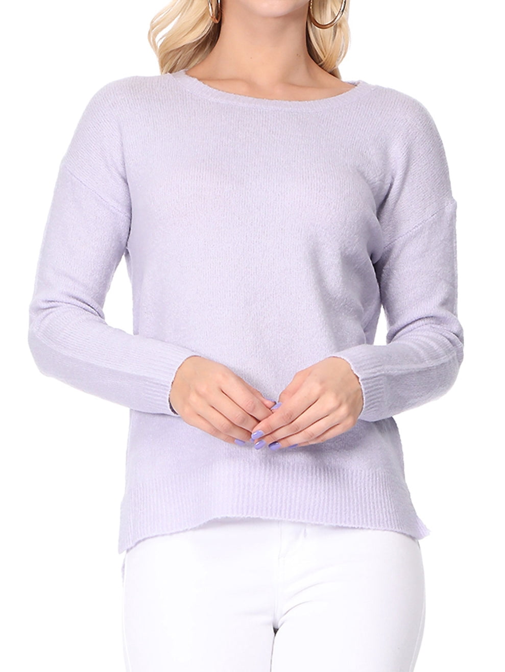 YEMAK Women's Long Sleeve Crewneck Lightweight Casual Soft Knit ...