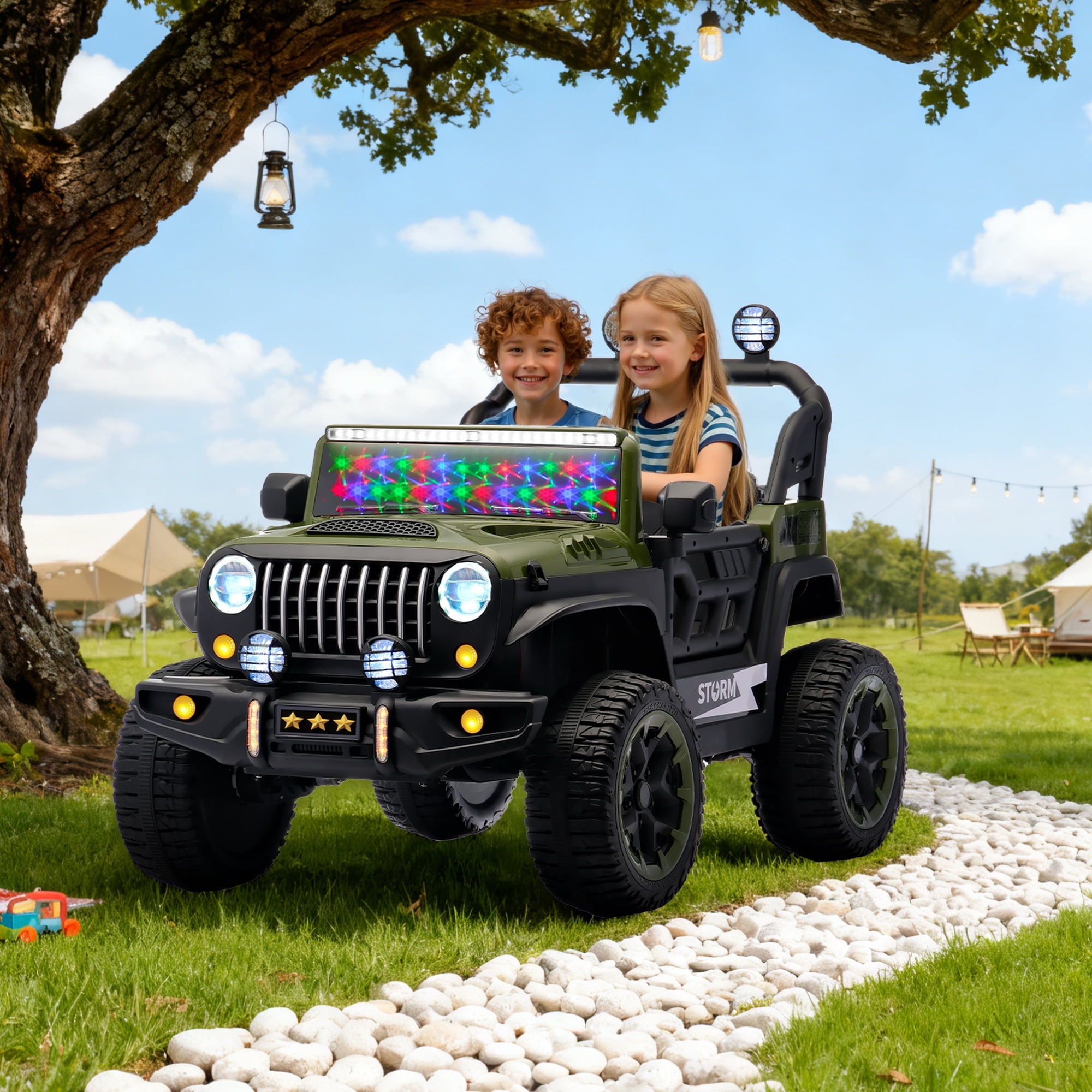 YEMOFAJIA 24V Kids Ride on Car, 2-Seater with Parent Remote Control ...