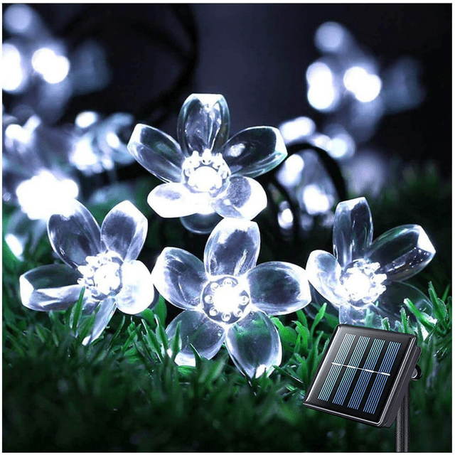 YEOLEH LED Outdoor Floral Solar Flower String Lights 50LED, IP65 ...