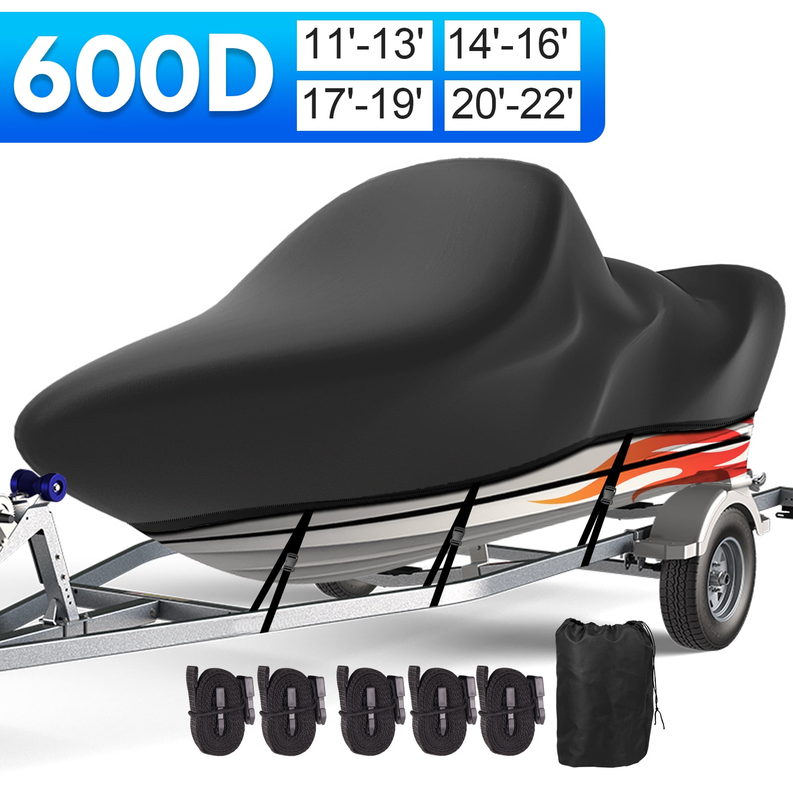 YEOPGYEON 17'-19' Trailerable Boat Cover, 600D, Waterproof, UV ...