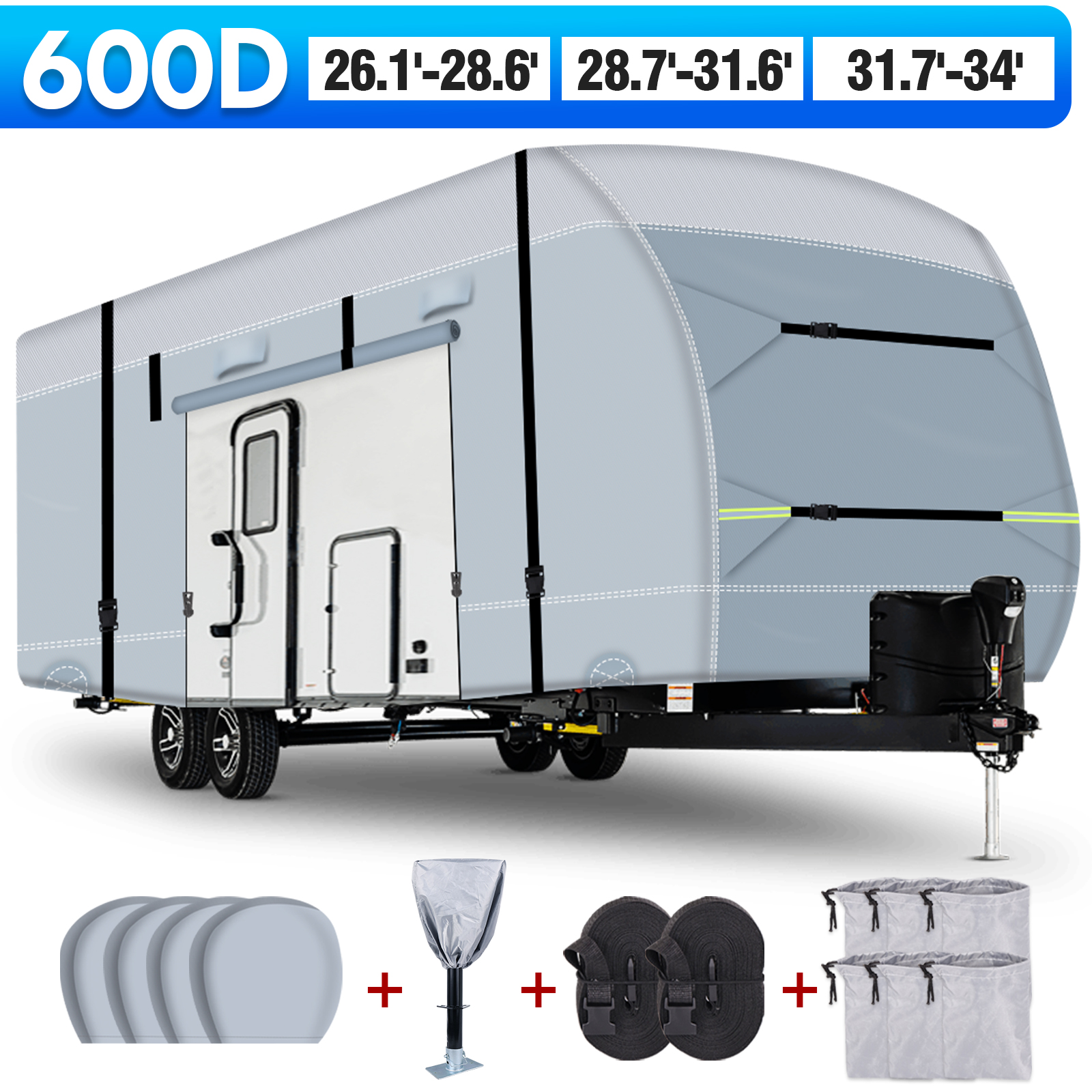 Travel Trailer Cover RV Cover 18ft 19ft 20ft, Heavy Duty Non-Woven ...