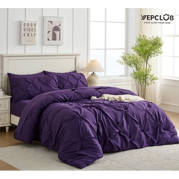 7-Piece Queen Burnt Orange Pintuck Comforter Set, All Season Bed in a ...