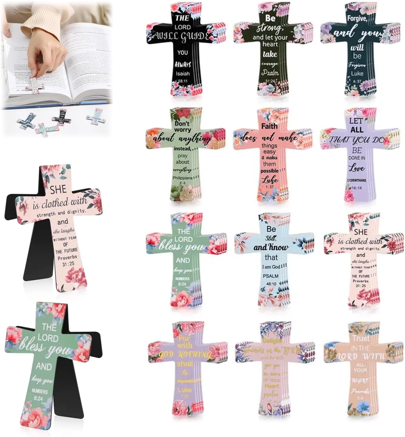 YEPOLERCE 12Pcs Magnetic Cross Bookmarks Gifts for Bible Study, Cross ...