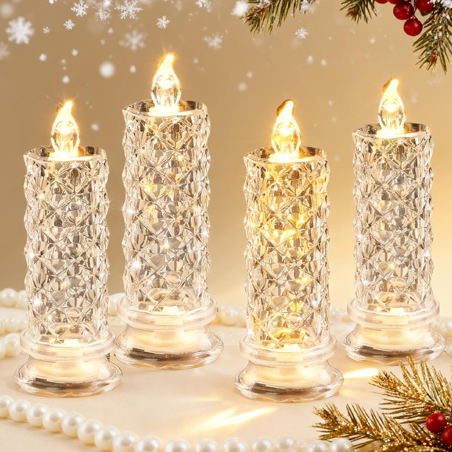 YEPOLERCE 2026 New LED Crystal Candle Lights – Rose Shadow LED ...