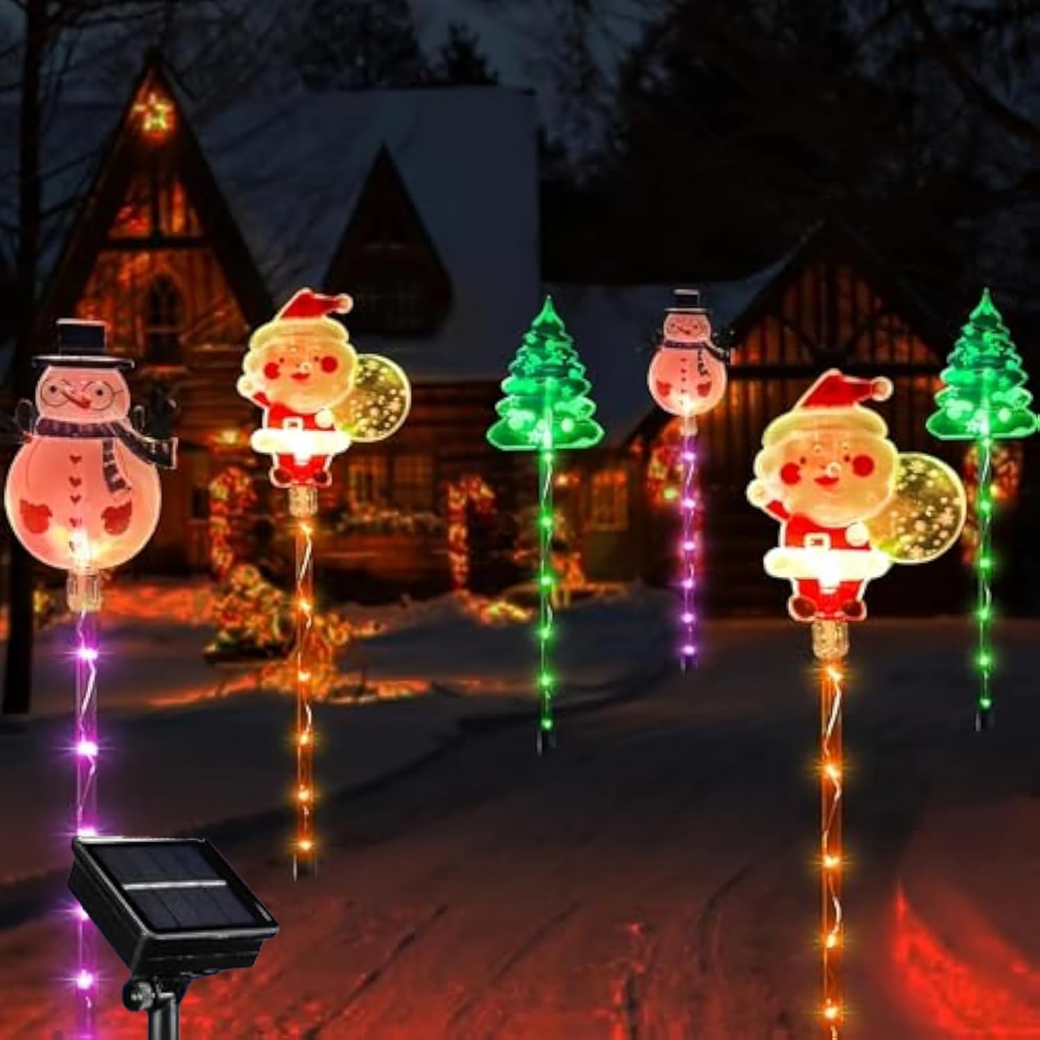 YEPOLERCE 6-Pack Moving Christmas Lights, LED Waterproof Solar/Battery ...