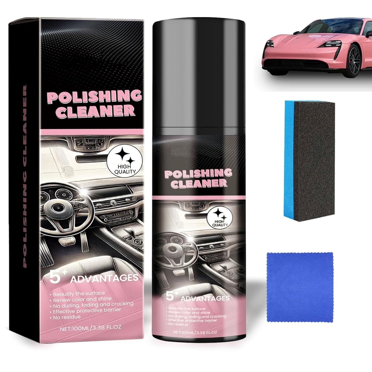 YEPOLERCE Deep Cleaning Car Polish, 100ml Car Interior Protectant Spray ...