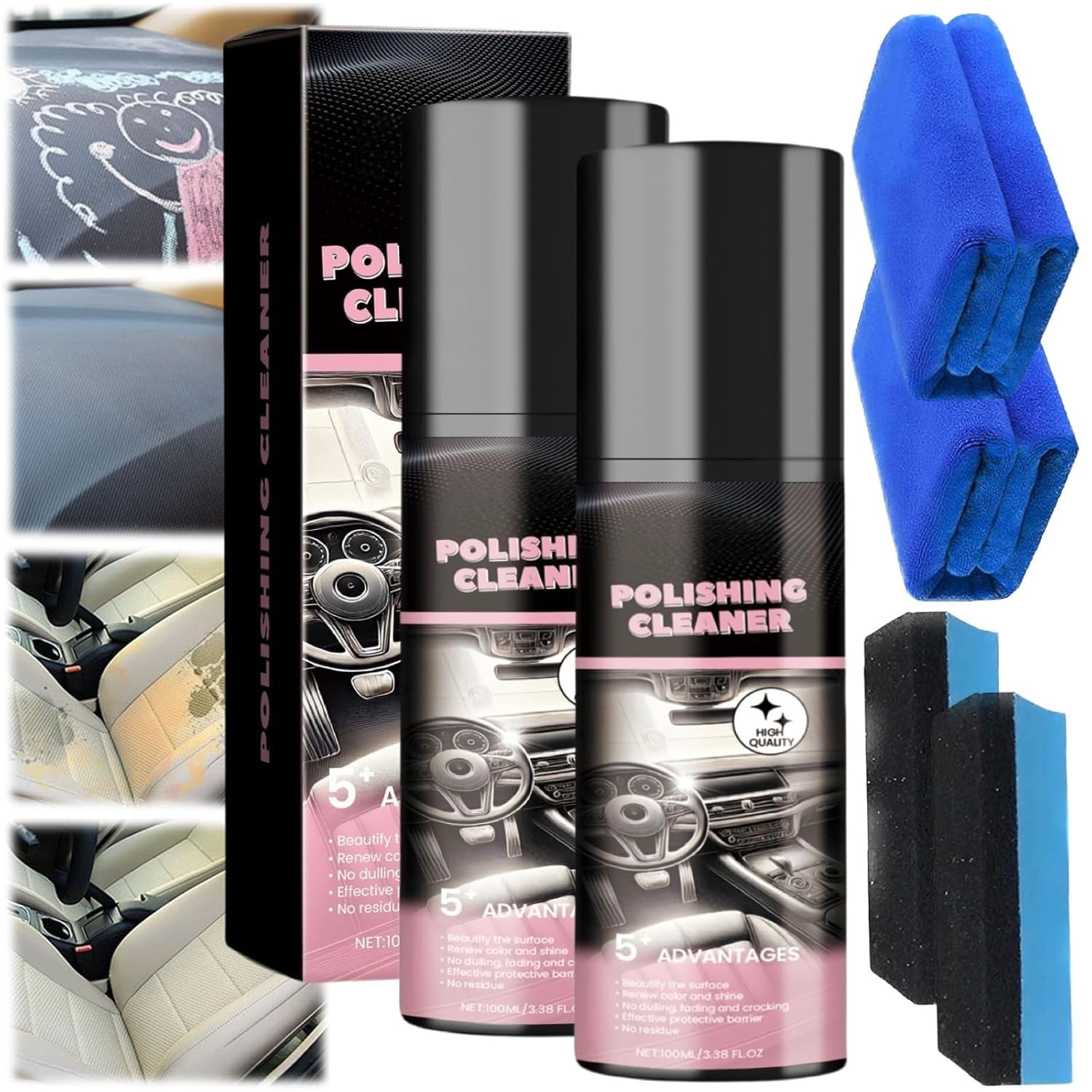 YEPOLERCE Deep Cleaning Car Polish, 100ml Car Interior Protectant Spray ...