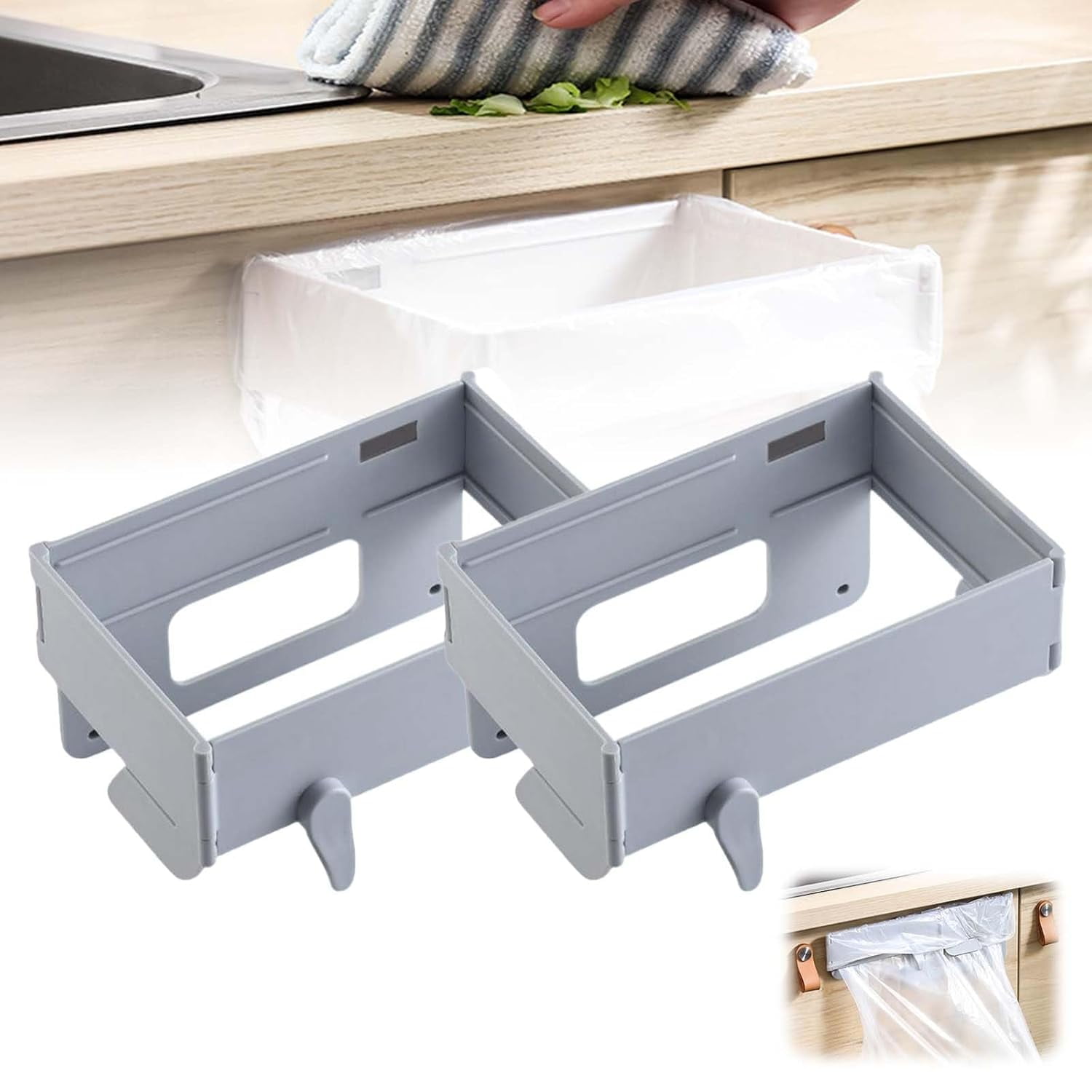 YEPOLERCE Foldable Trash Bag Holder, Magnetic Closure Wall Mounted ...