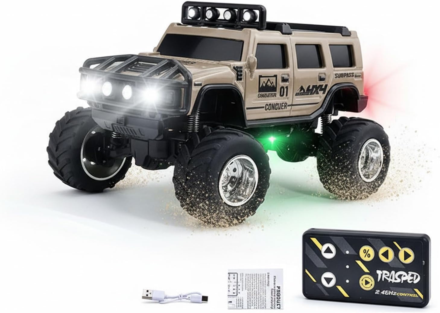 YEPOLERCE Mini RC Off-Road Truck with Lights, Rechargeable All Terrain ...