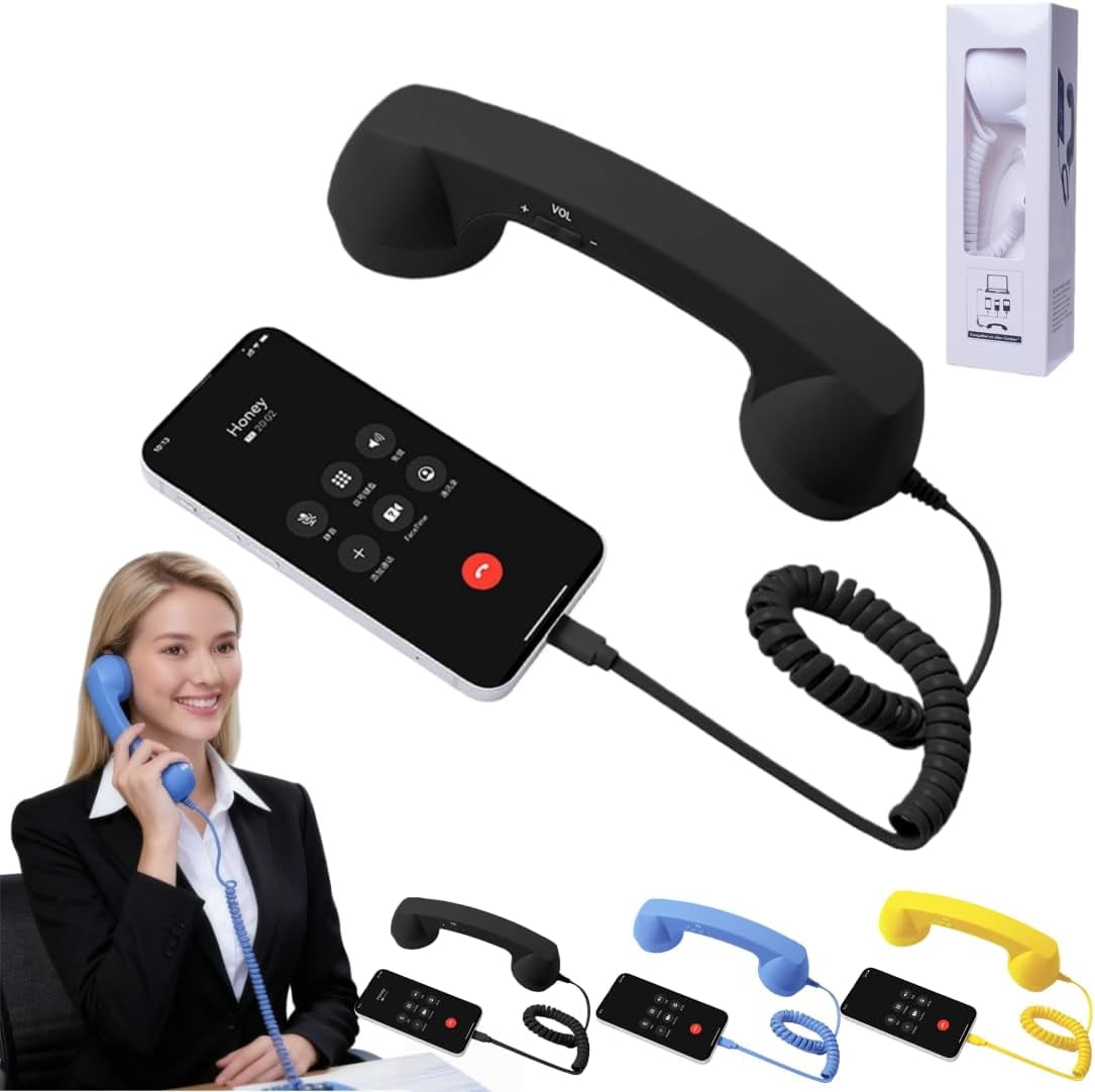 YEPOLERCE Retro Phone Handset, Bluetooth & Type-C Wired Handset for ...