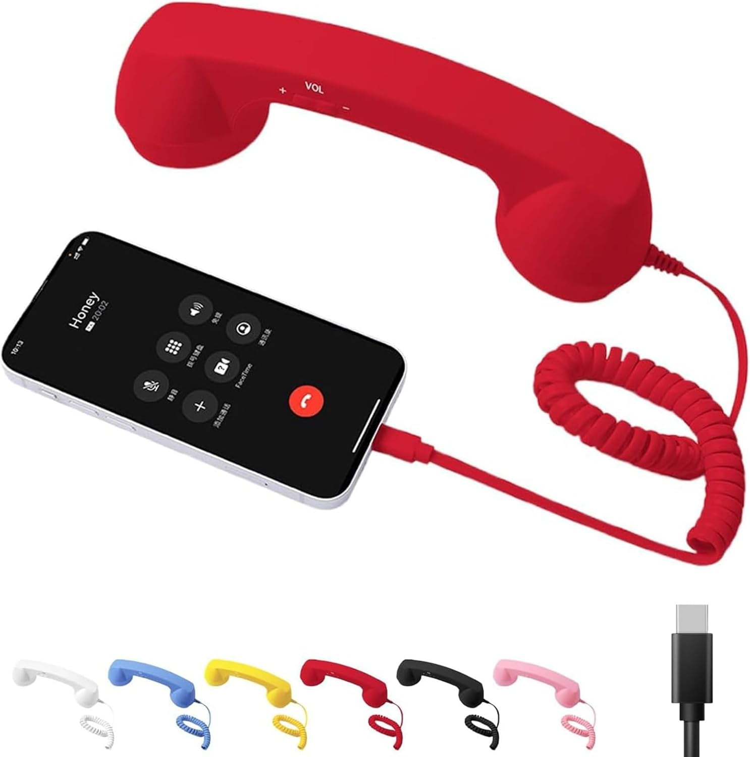 YEPOLERCE Retro Phone Handset, USB-C Headset with Answer Button for ...