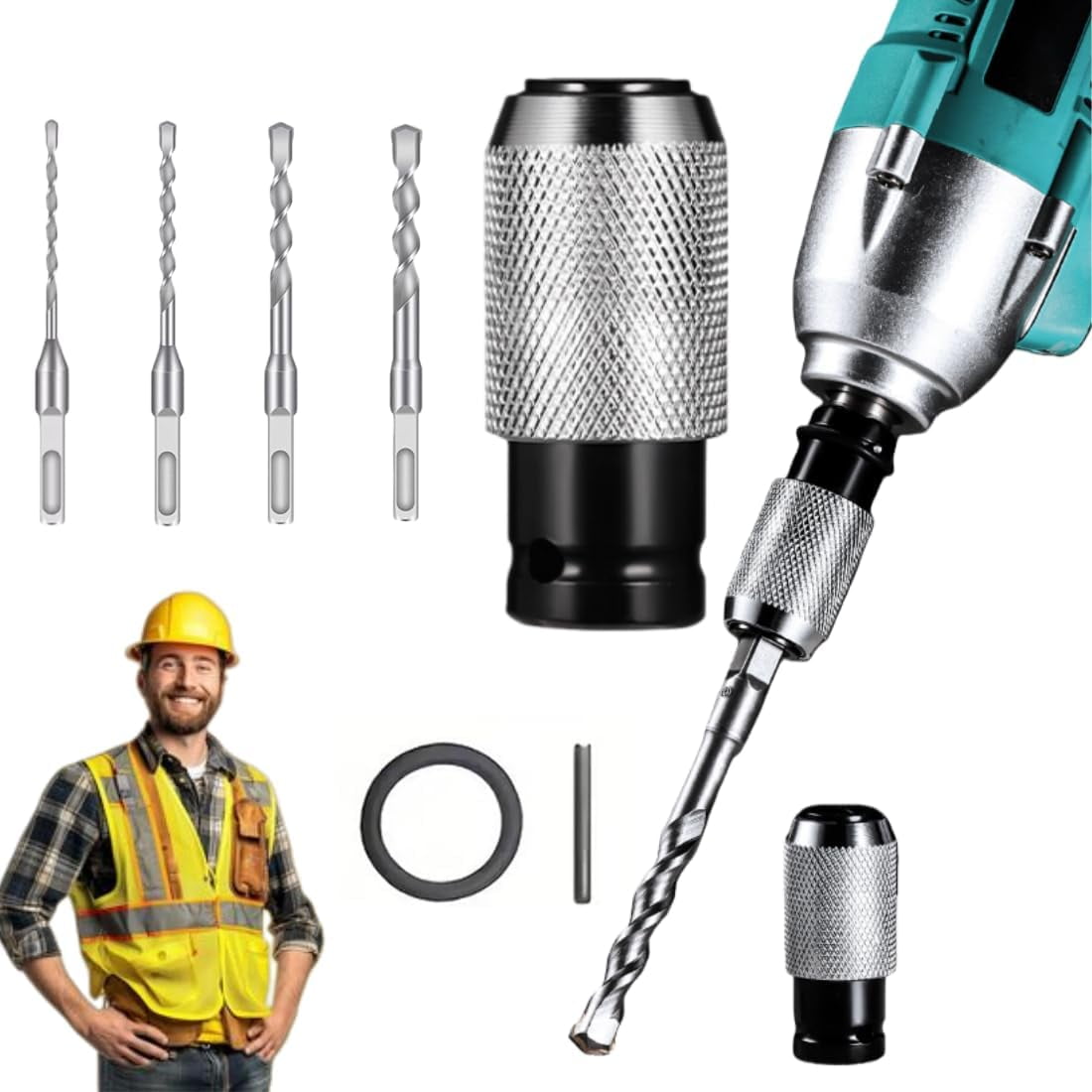 YEPOLERCE Rotary Hammer Adapter with Impact Drill Bits Set, Adapter in ...