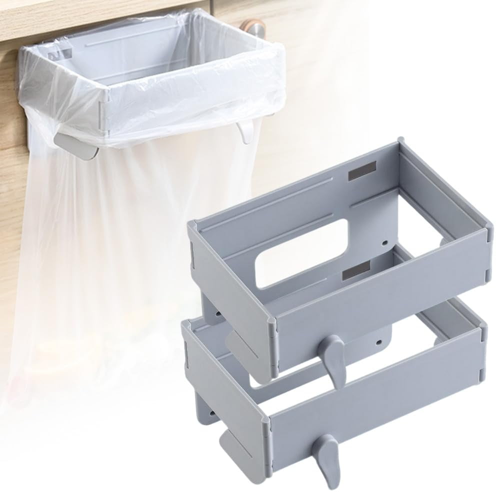 YEPOLERCE Space-Saving Foldable Trash Bag Holder, Wall Mounted ...