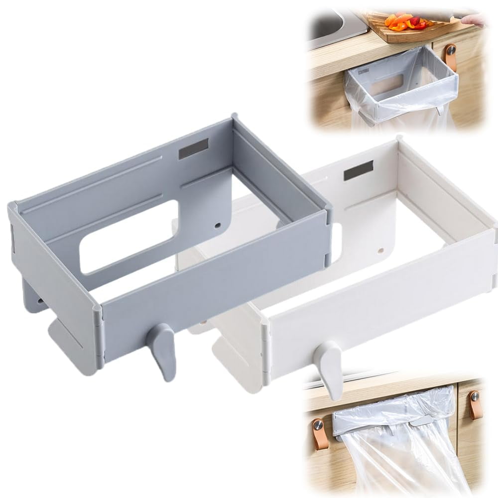 YEPOLERCE Space-Saving Foldable Trash Bag Holder, Wall Mounted ...