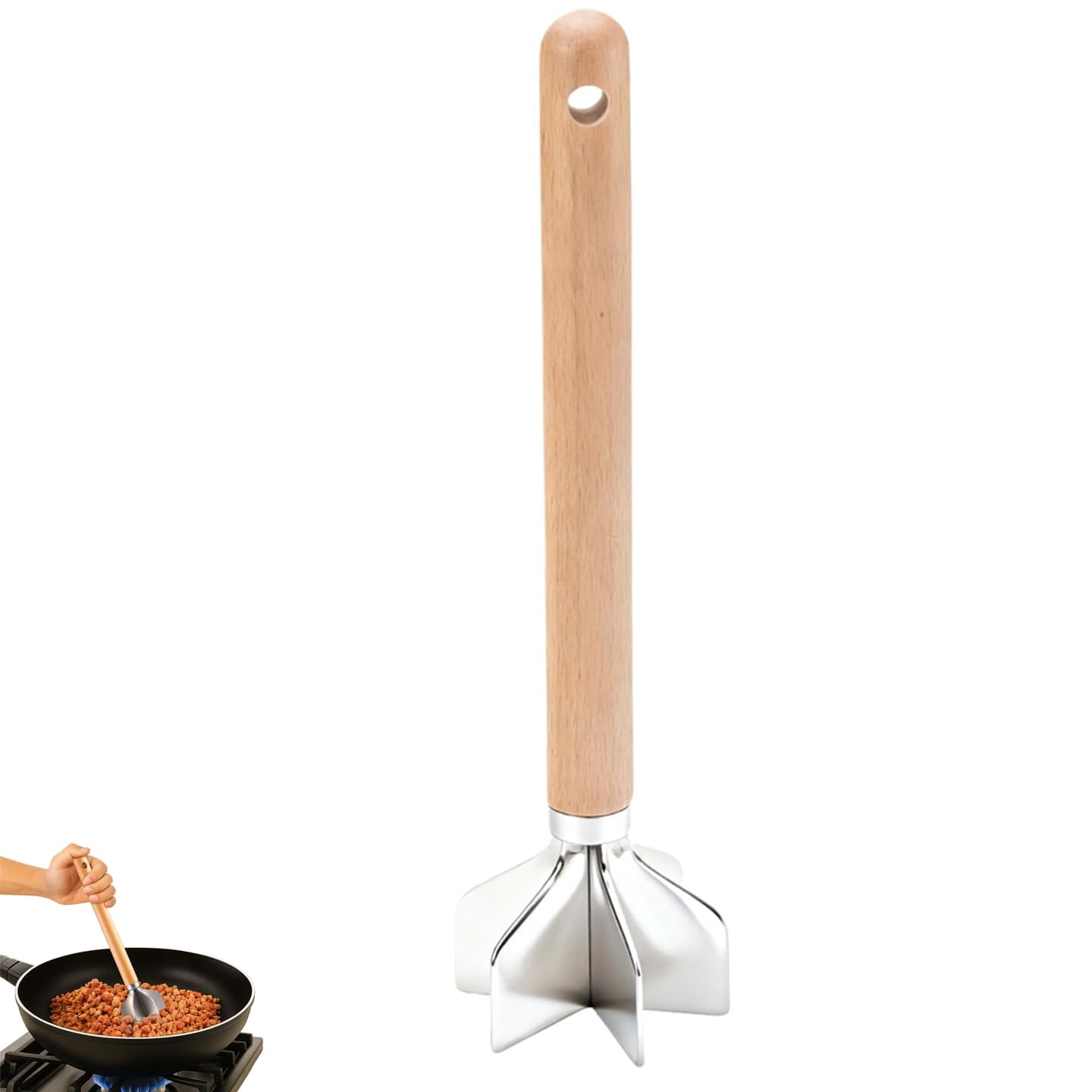 YEPOLERCE Stainless Steel Meat Chopper, 6-Blade Ground Beef Smasher ...