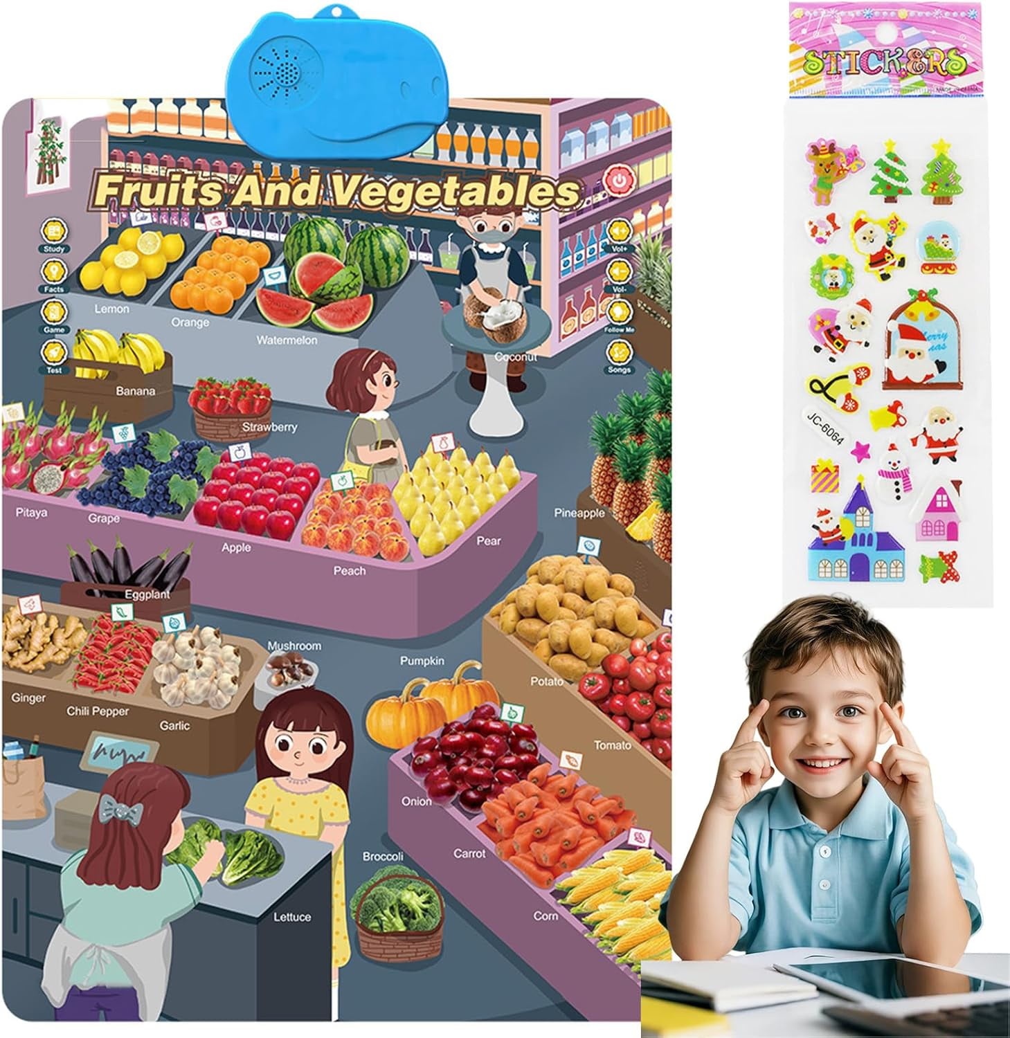 YEPOLERCE Talking Wall Chart for Kids, English & Spanish Learning ...