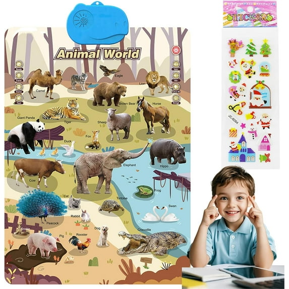 YEPOLERCE Talking Wall Chart for Kids, English & Spanish Learning ...