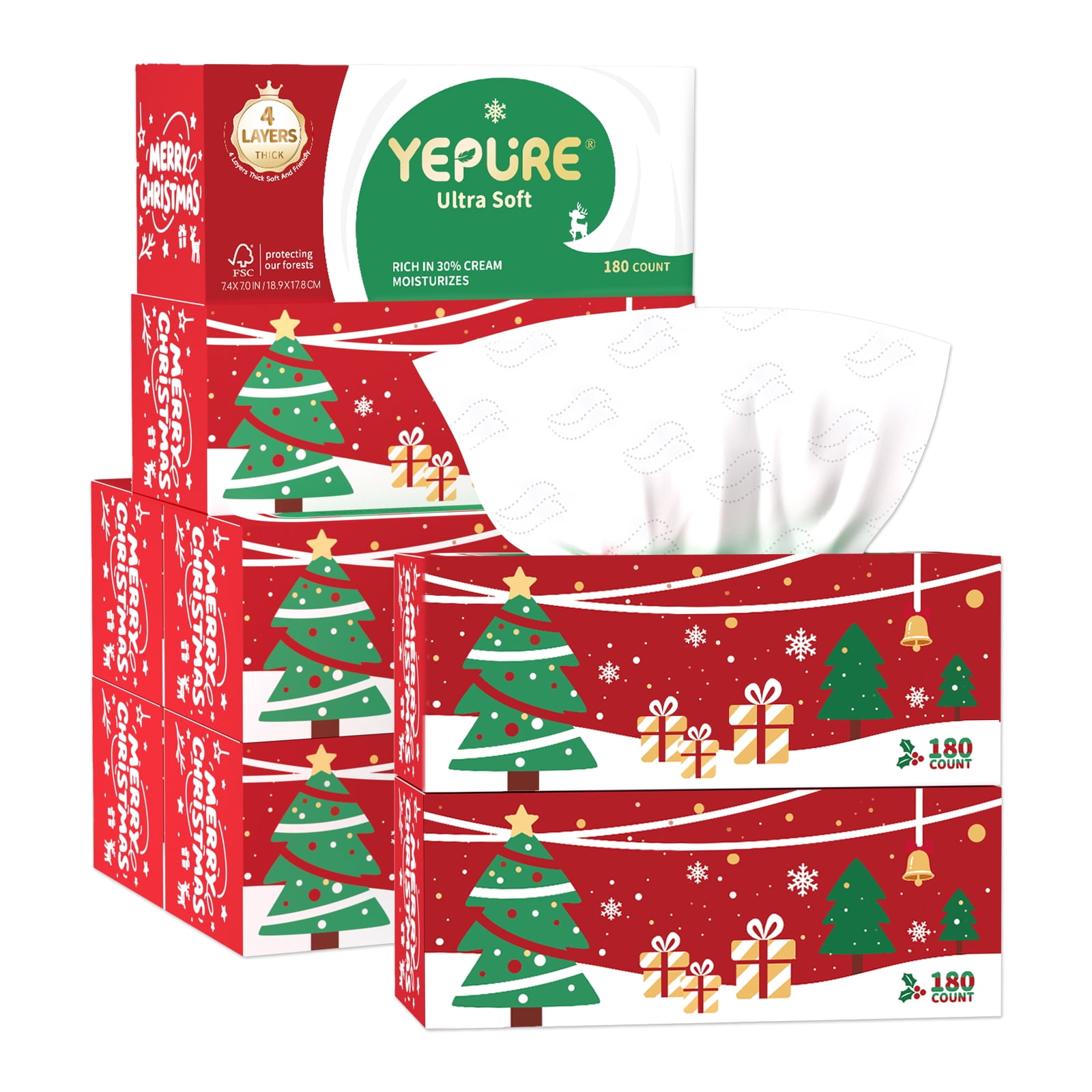YEPURE Ultra Care Facial Tissues,With 30% Lotion - 4-Ply Soft Tissues ...