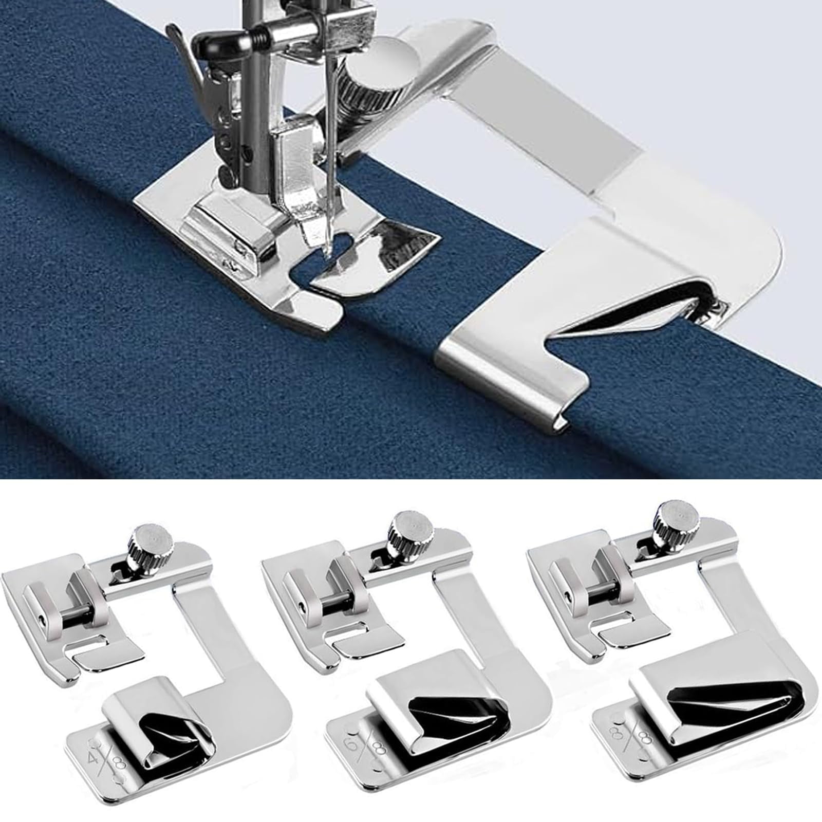 YEQIN 3 Sizes Wide Rolled Hem Pressure Foot Sewing Machine Presser Foot ...